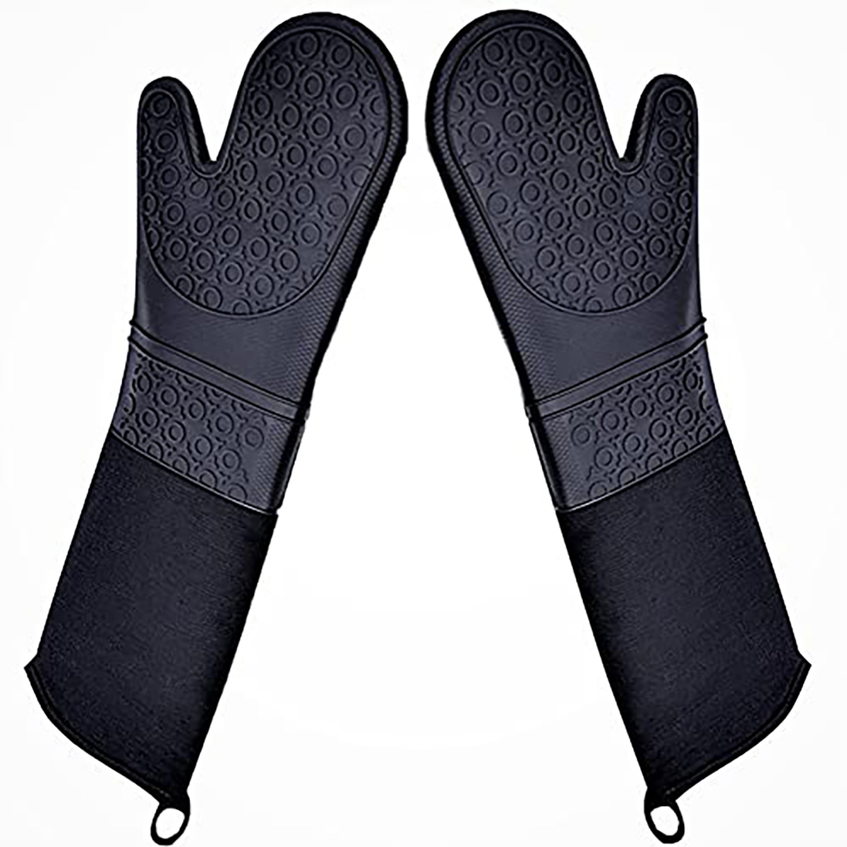 Extra Long Silicone Oven Heat Resistant Mitts,Circle - DoMii